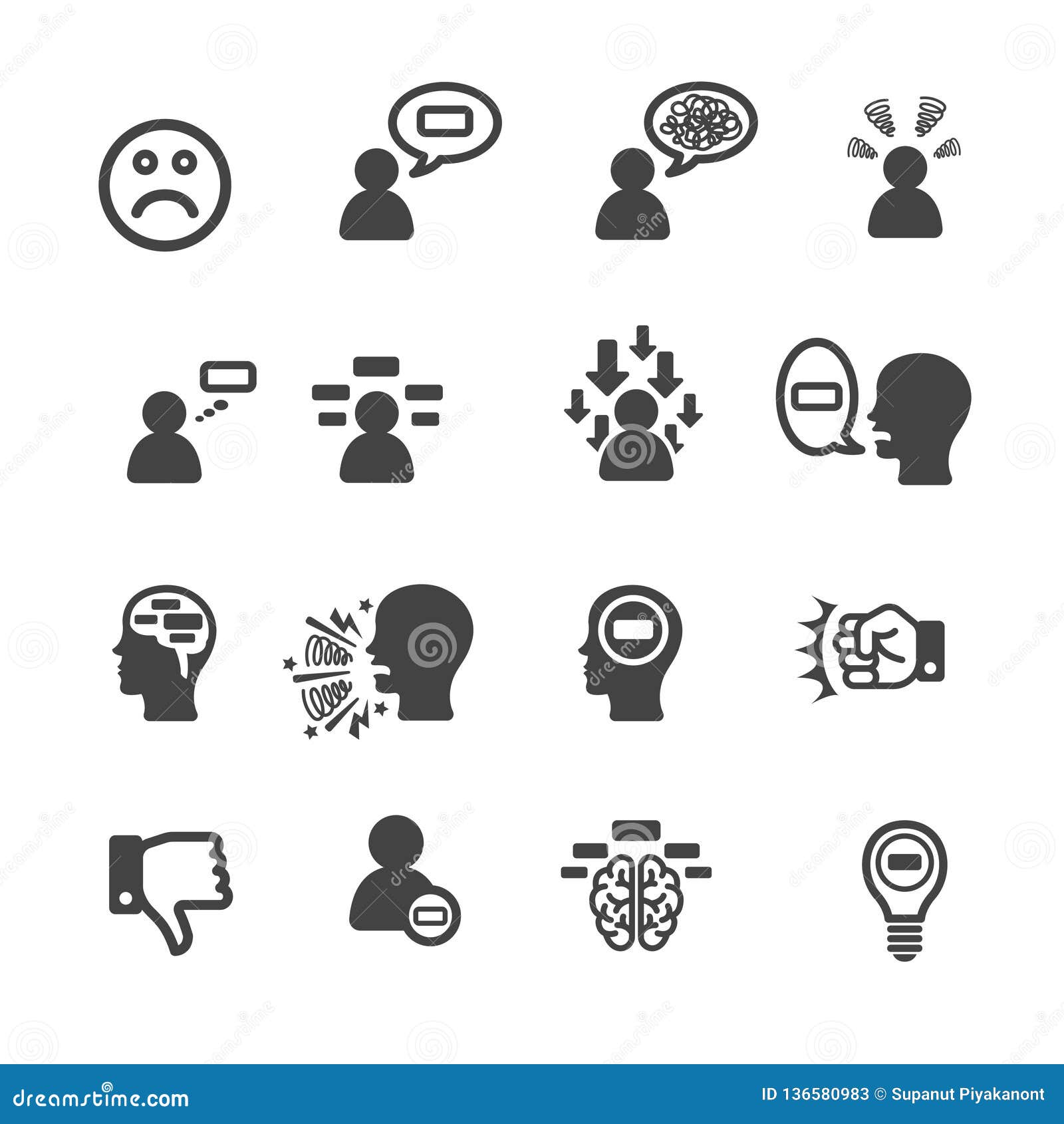 Negative icon set stock vector. Illustration of idea - 136580983