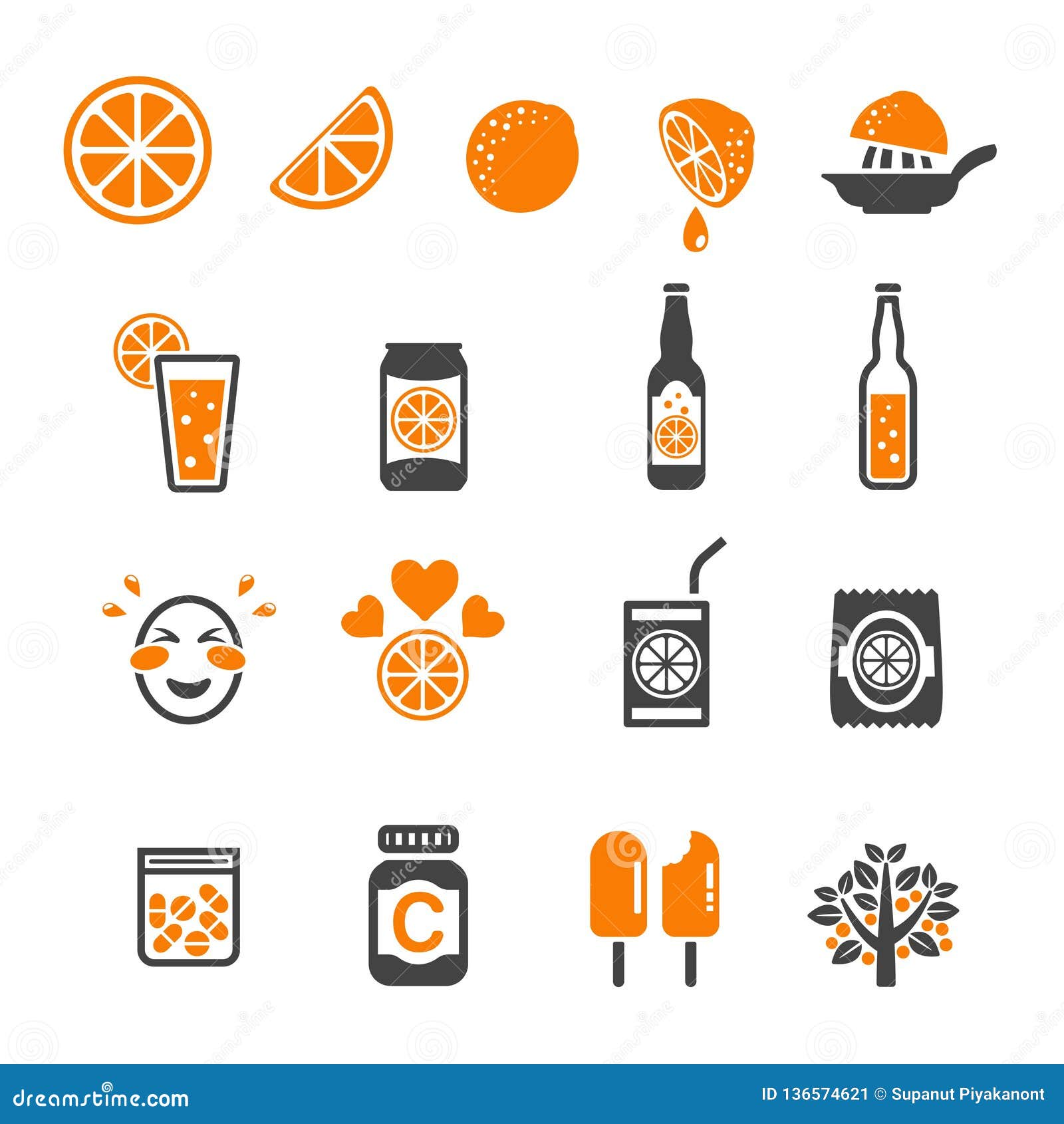 Orange icon set stock vector. Illustration of face, flavor - 136574621