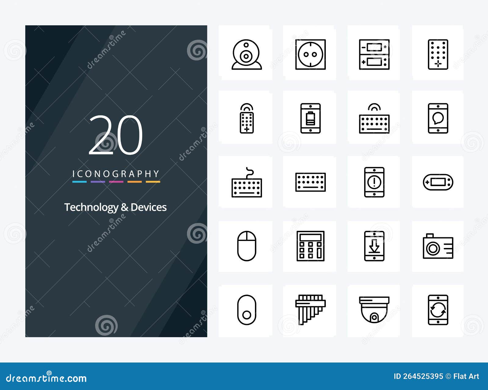 20 Devices Outline Icon for Presentation Stock Vector - Illustration of ...