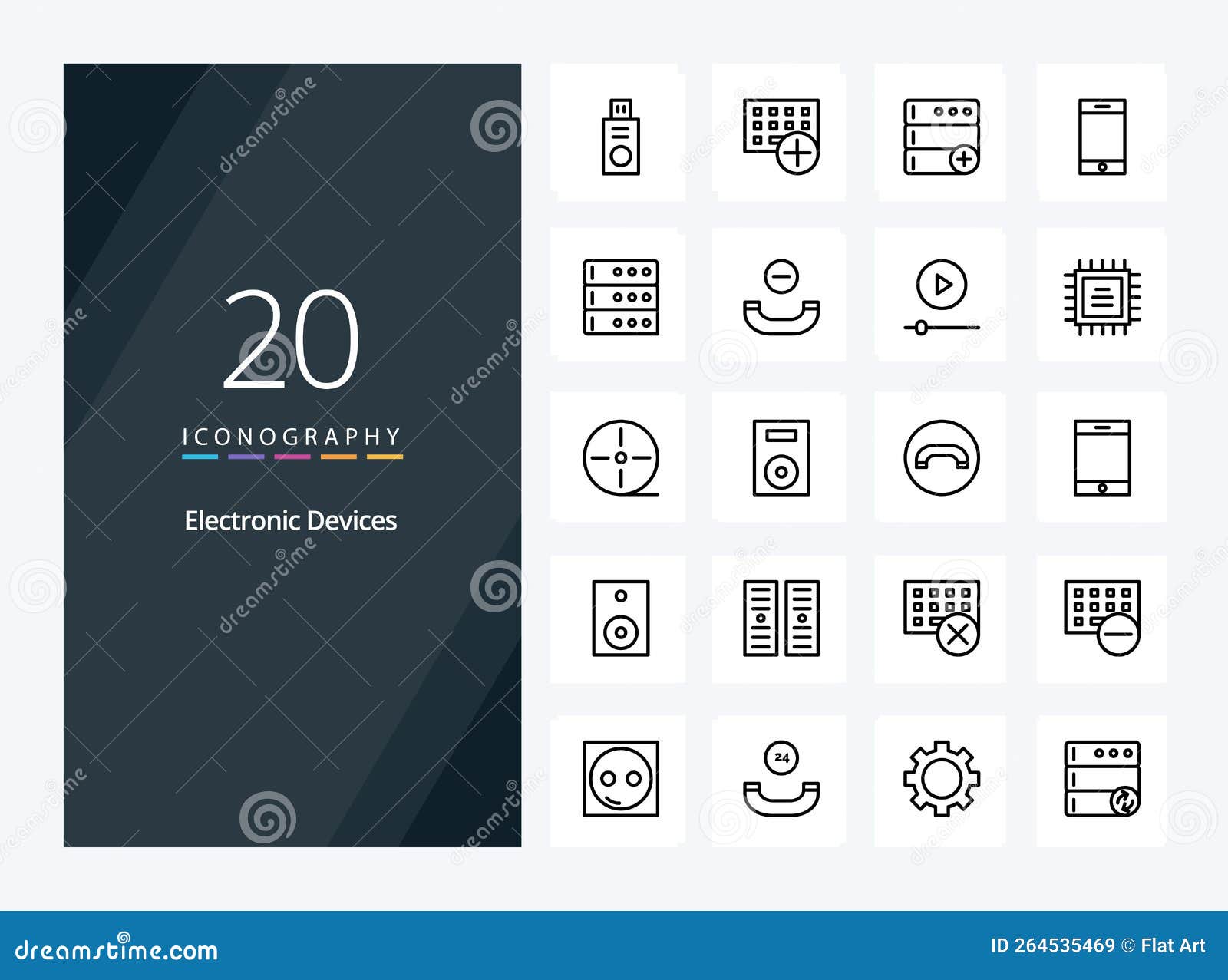 20 Devices Outline Icon for Presentation Stock Vector - Illustration of ...