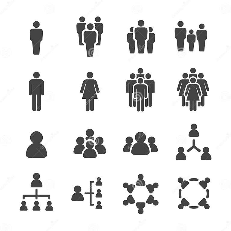 People and Population Icon Set Stock Vector - Illustration of icon ...