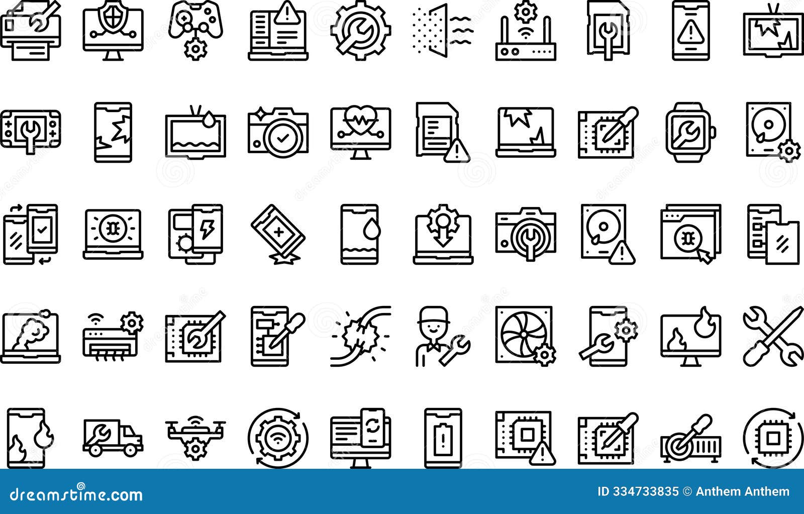 Devices Repair Icons Collection is a Vector Illustration with Editable ...