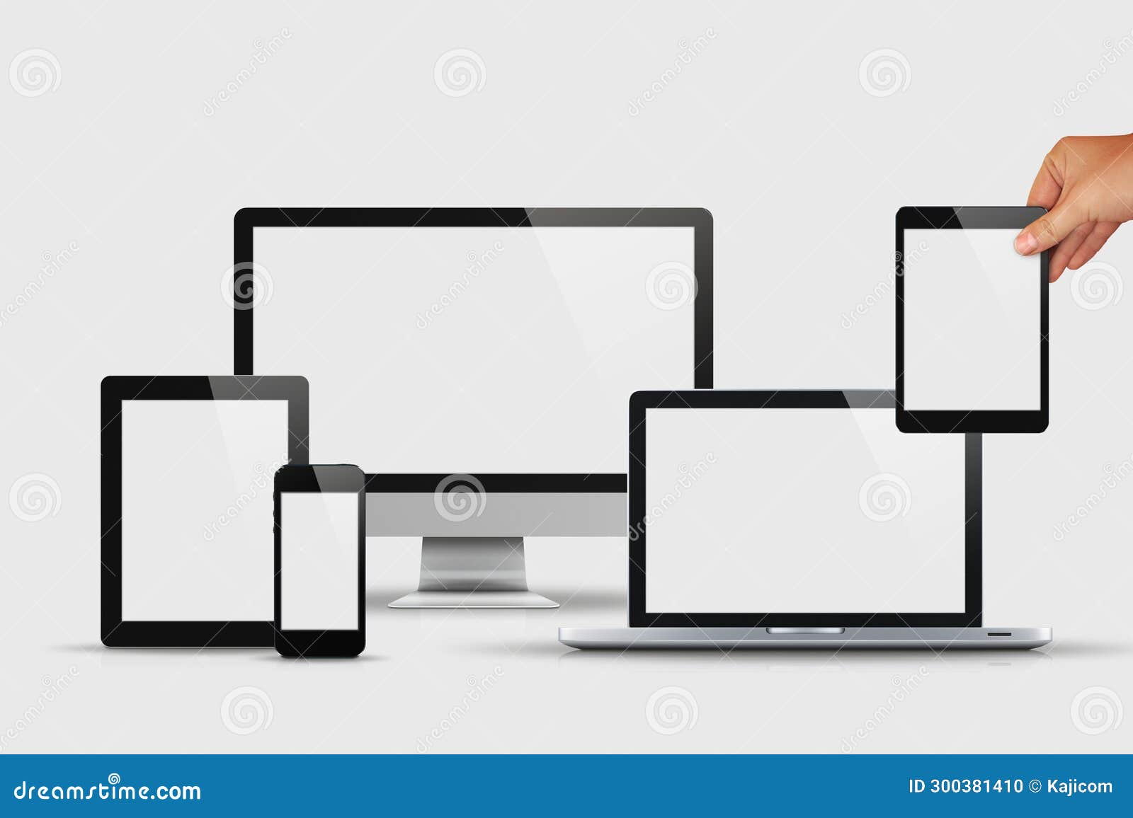 Devices Responsive Set with Blank Screen Saver Isolated on Grey ...