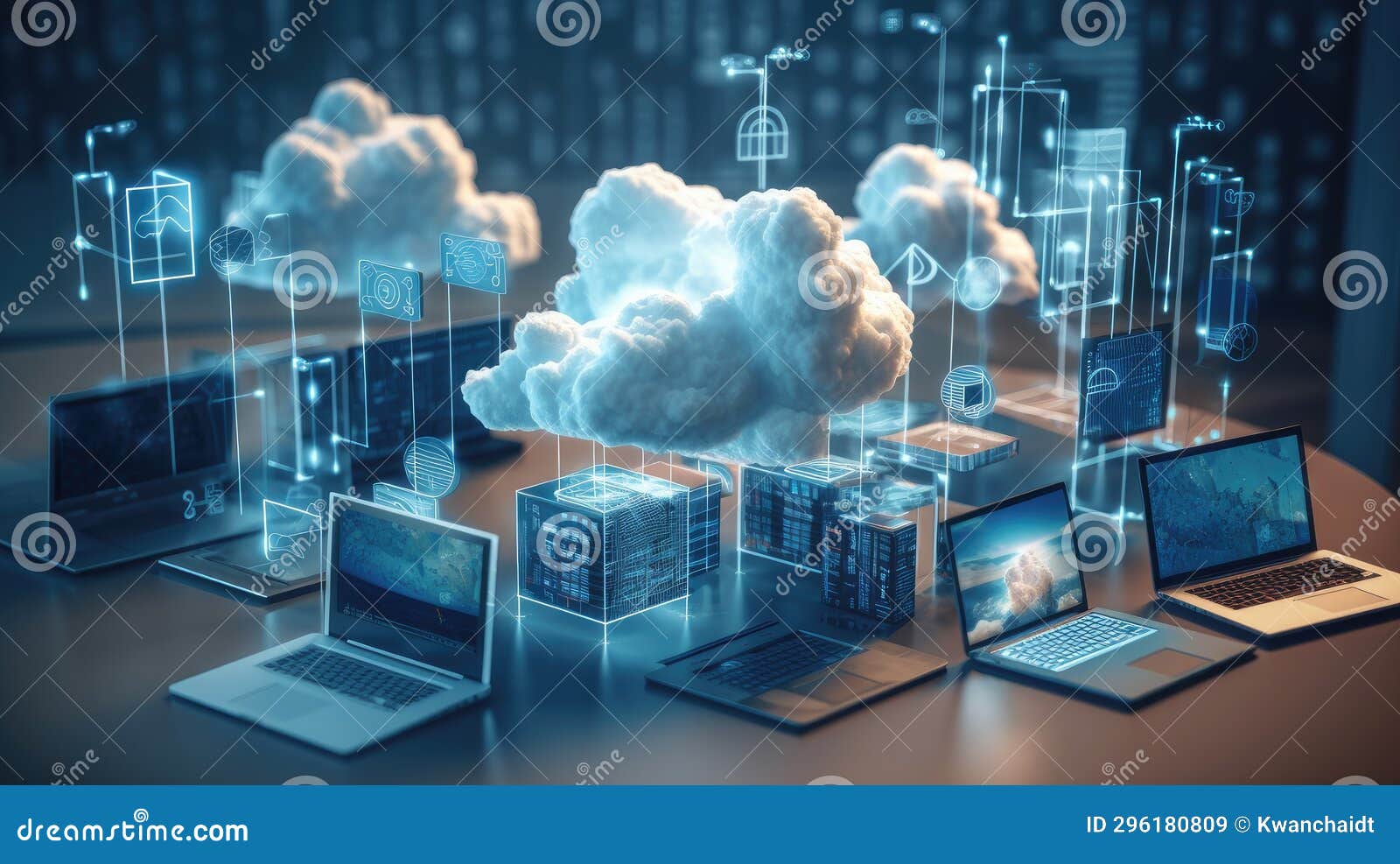Devices Seamlessly Connected To a Cloud, with Data Flowing between Them ...