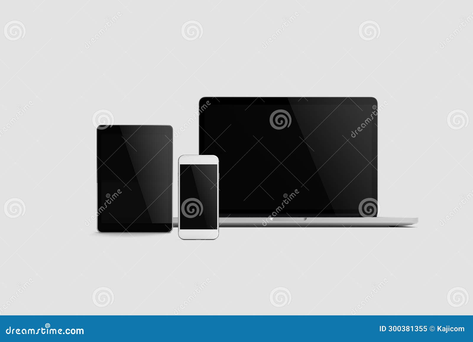 Devices Set with Blank Screen Saver Isolated on Grey Background 3D ...
