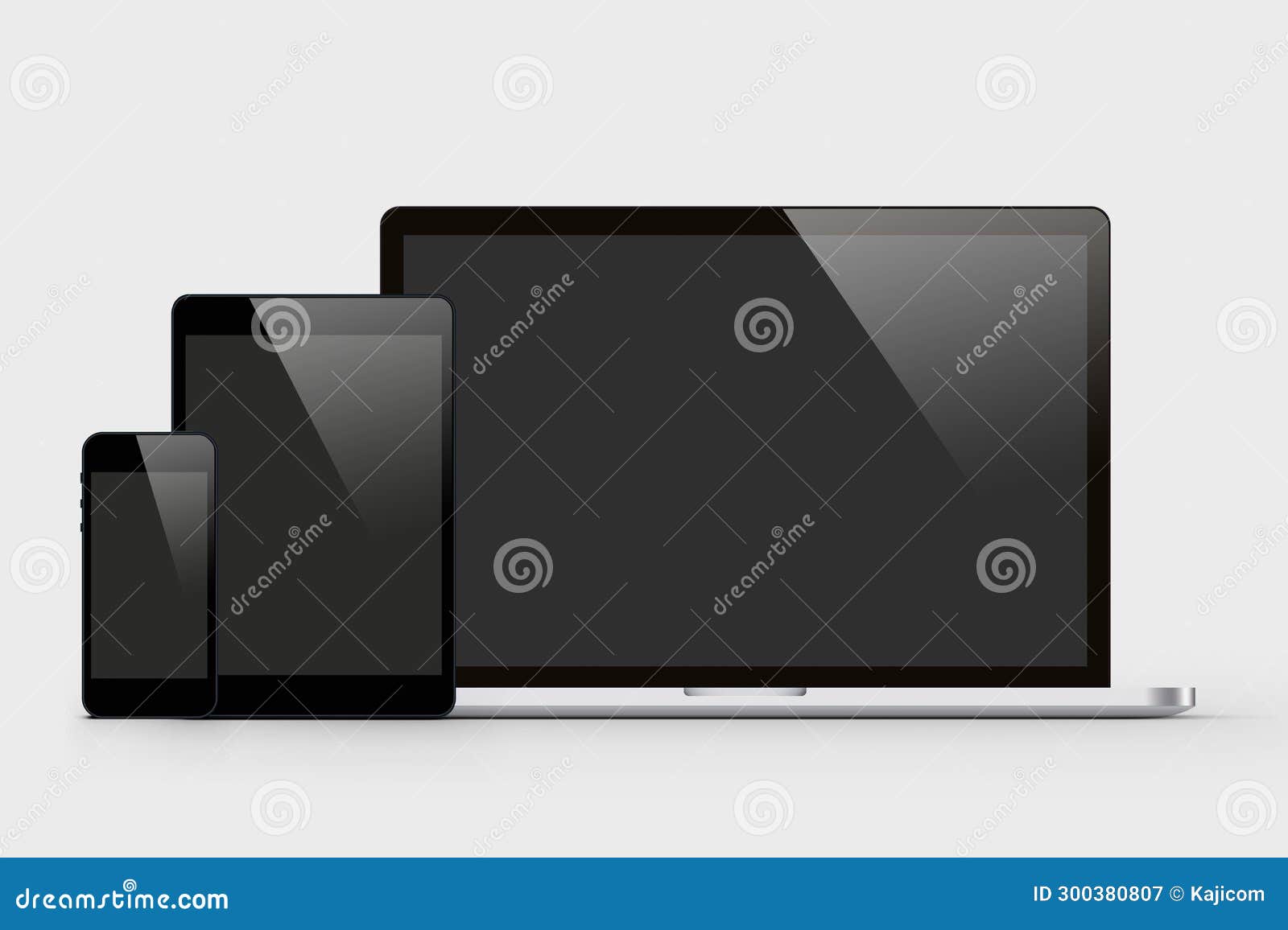 Devices Set with Blank Screen Saver Isolated on Grey Background 3D ...