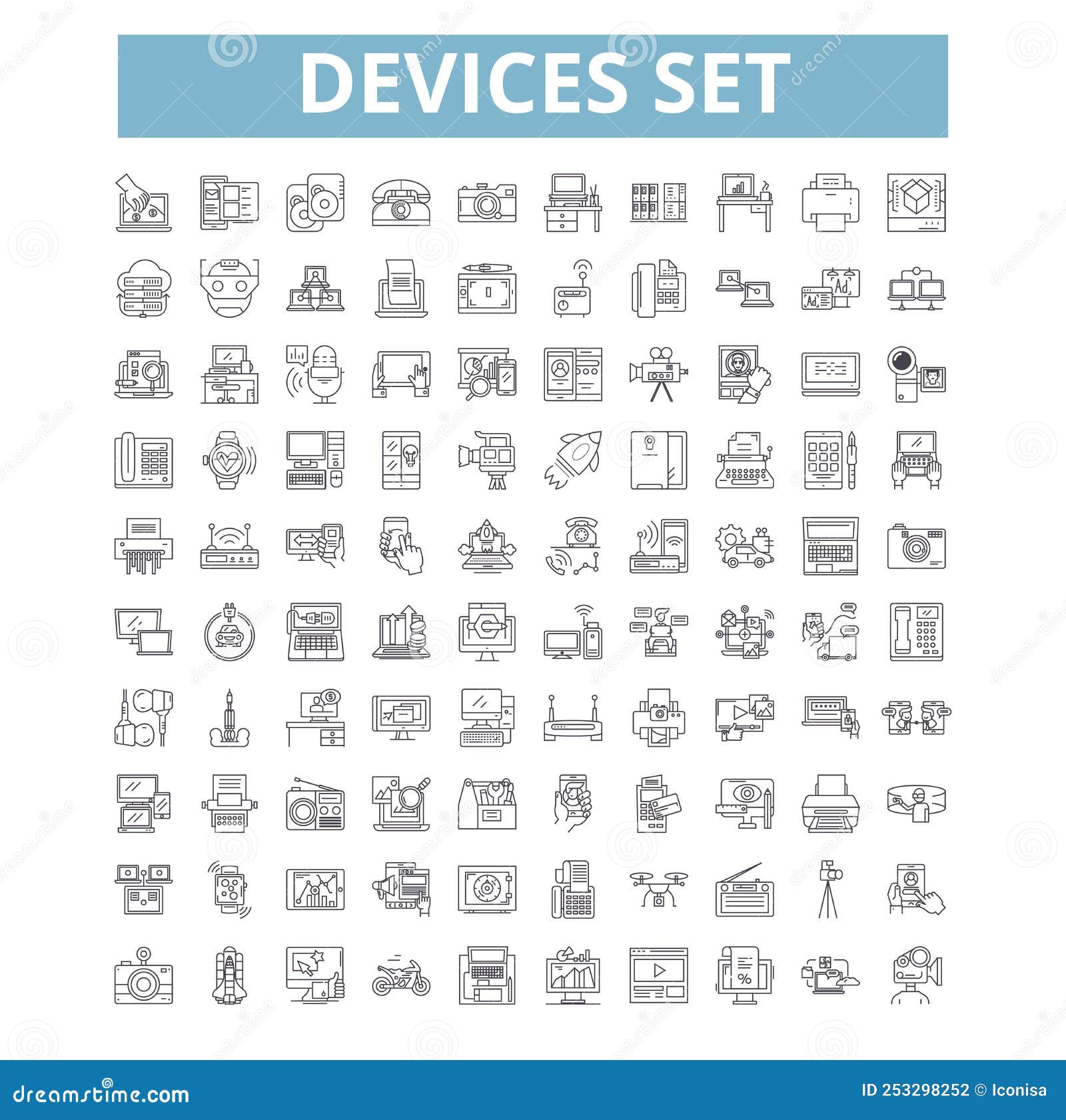 Devices Set Icons, Line Symbols, Web Signs, Vector Set, Isolated ...