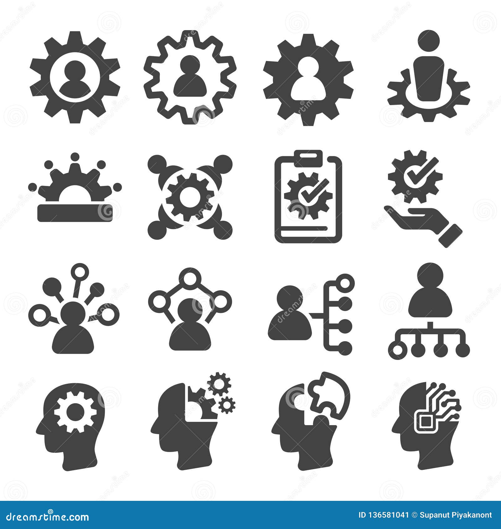 Skill icon set stock vector. Illustration of gear, leader - 136581041
