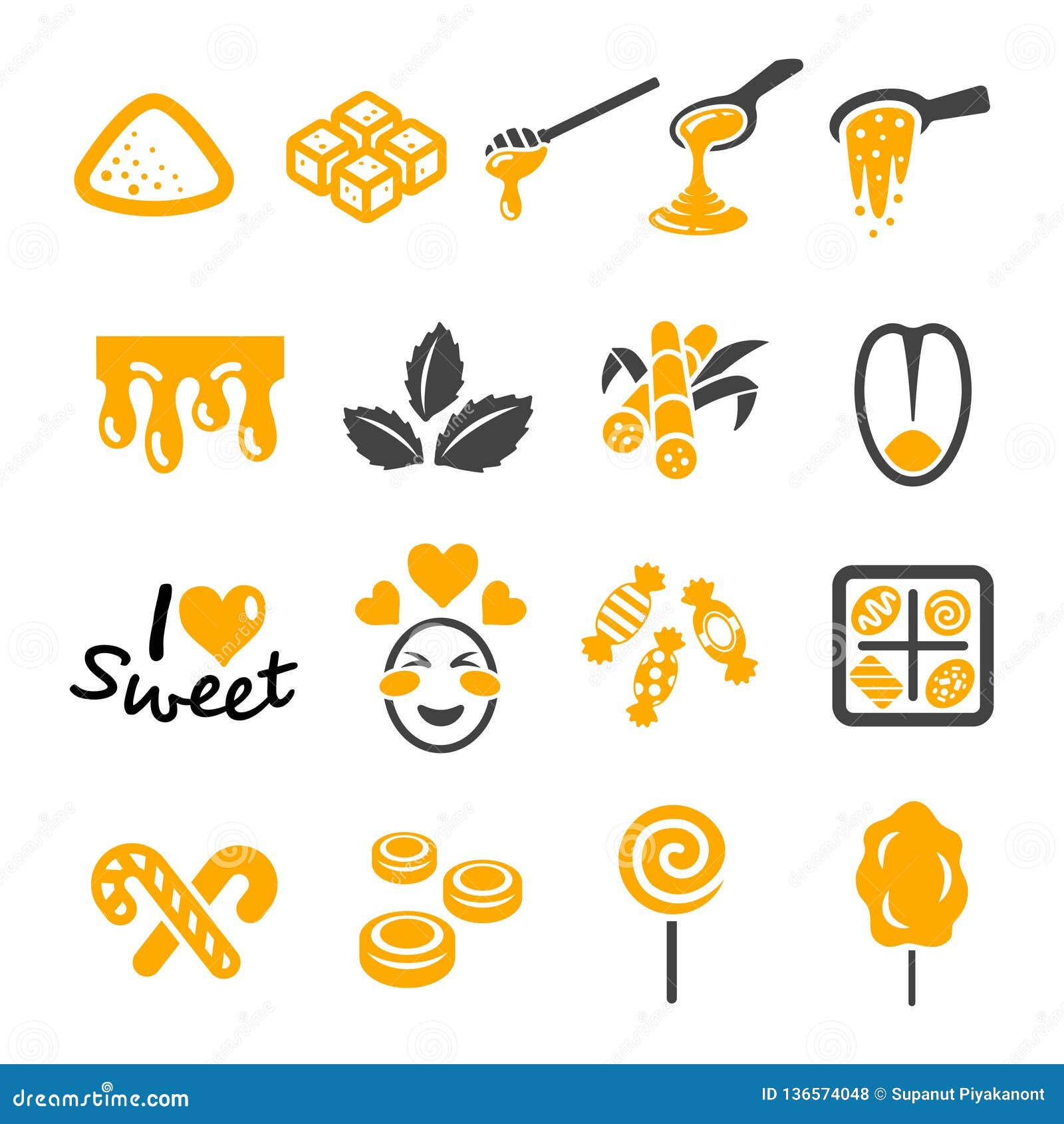 Sweet icon set stock vector. Illustration of cube, vector - 136574048
