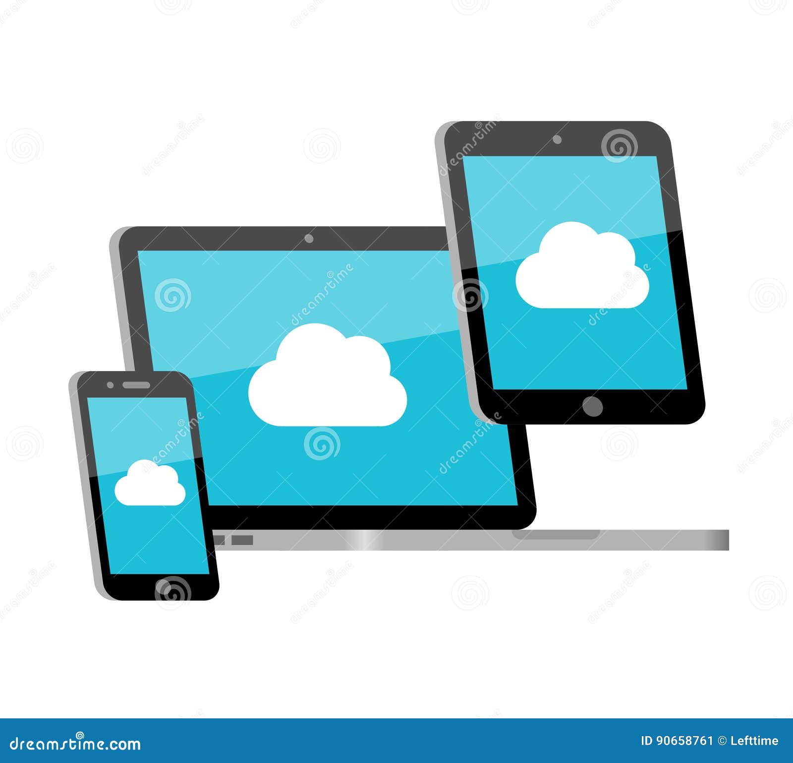 Devices sync with cloud stock vector. Illustration of personal - 90658761