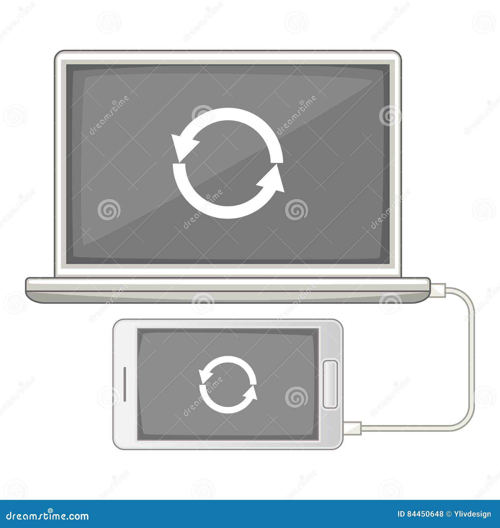 Devices Synchronization Icon, Cartoon Style Stock Vector - Illustration ...