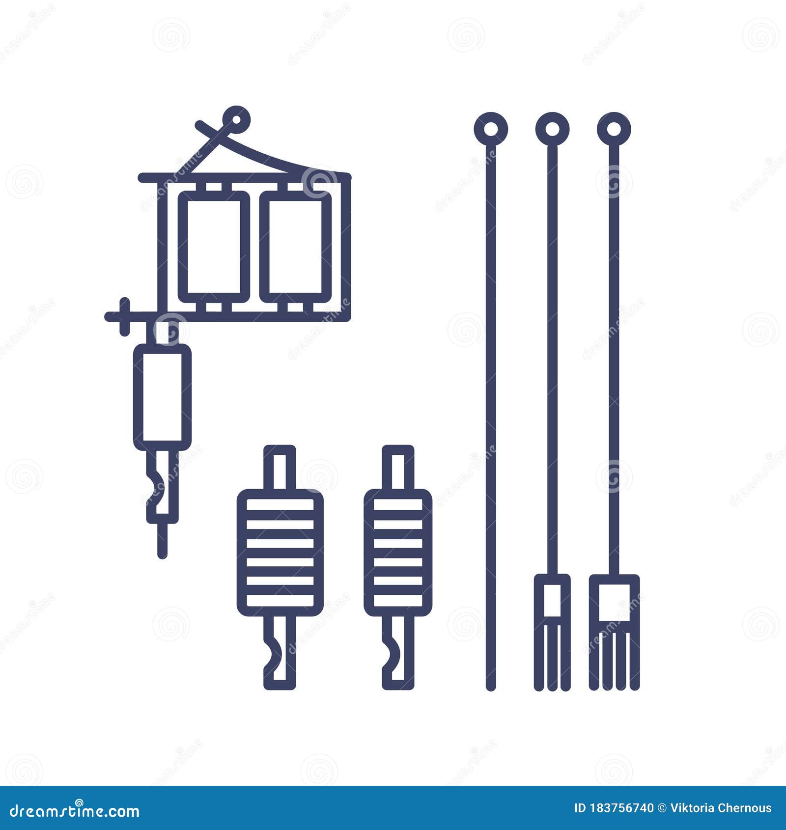 Devices for Tattoo Machine Line Icons, Vector Illustration Stock ... Devices for Tattoo Machine Line Icons, Vector Illustration Stock ...
