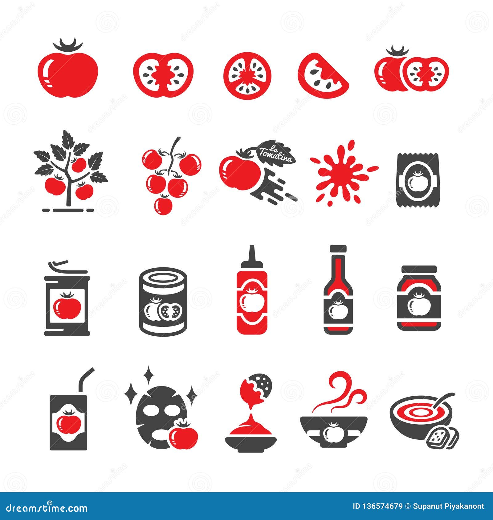 Tomato icon set stock vector. Illustration of spread - 136574679
