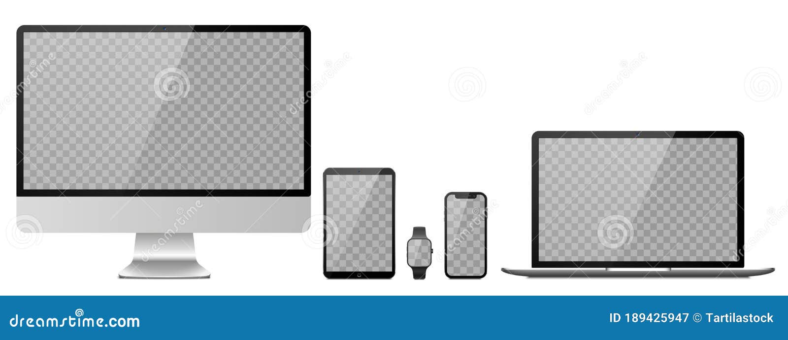 Devices with Transparent Wallpaper Mockup. Device Size Screen Stock ...