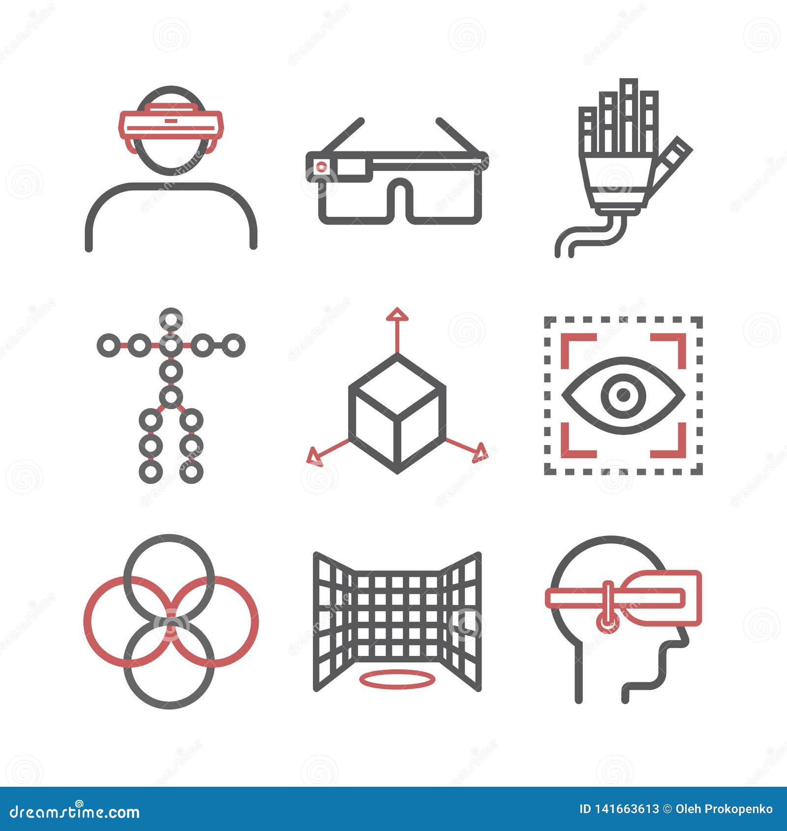 Devices for Virtual Reality VR. Line Icons Set. Vector Signs for Web ...