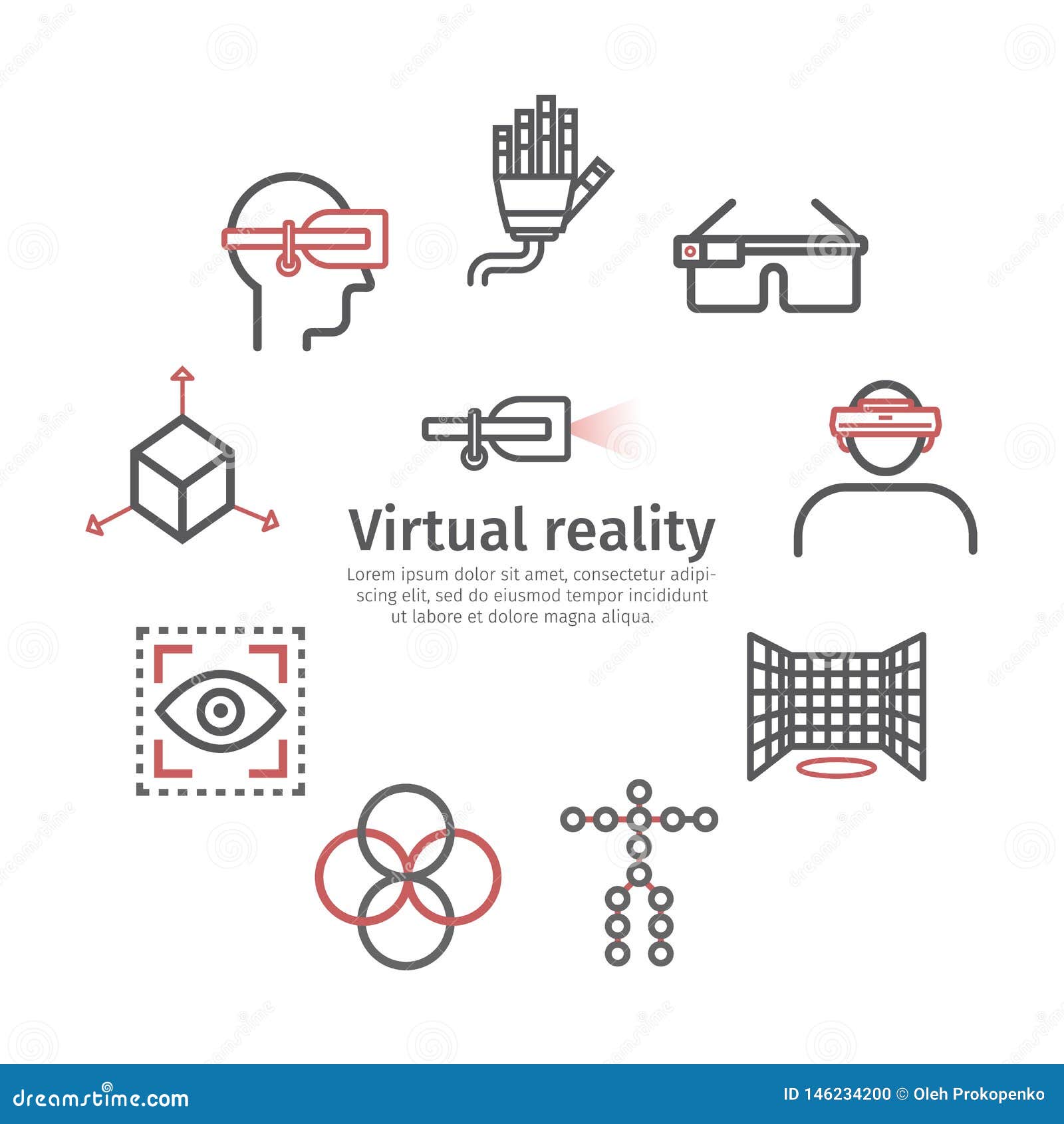 Devices for Virtual Reality VR. Line Icons Set. Vector Signs for Web ...