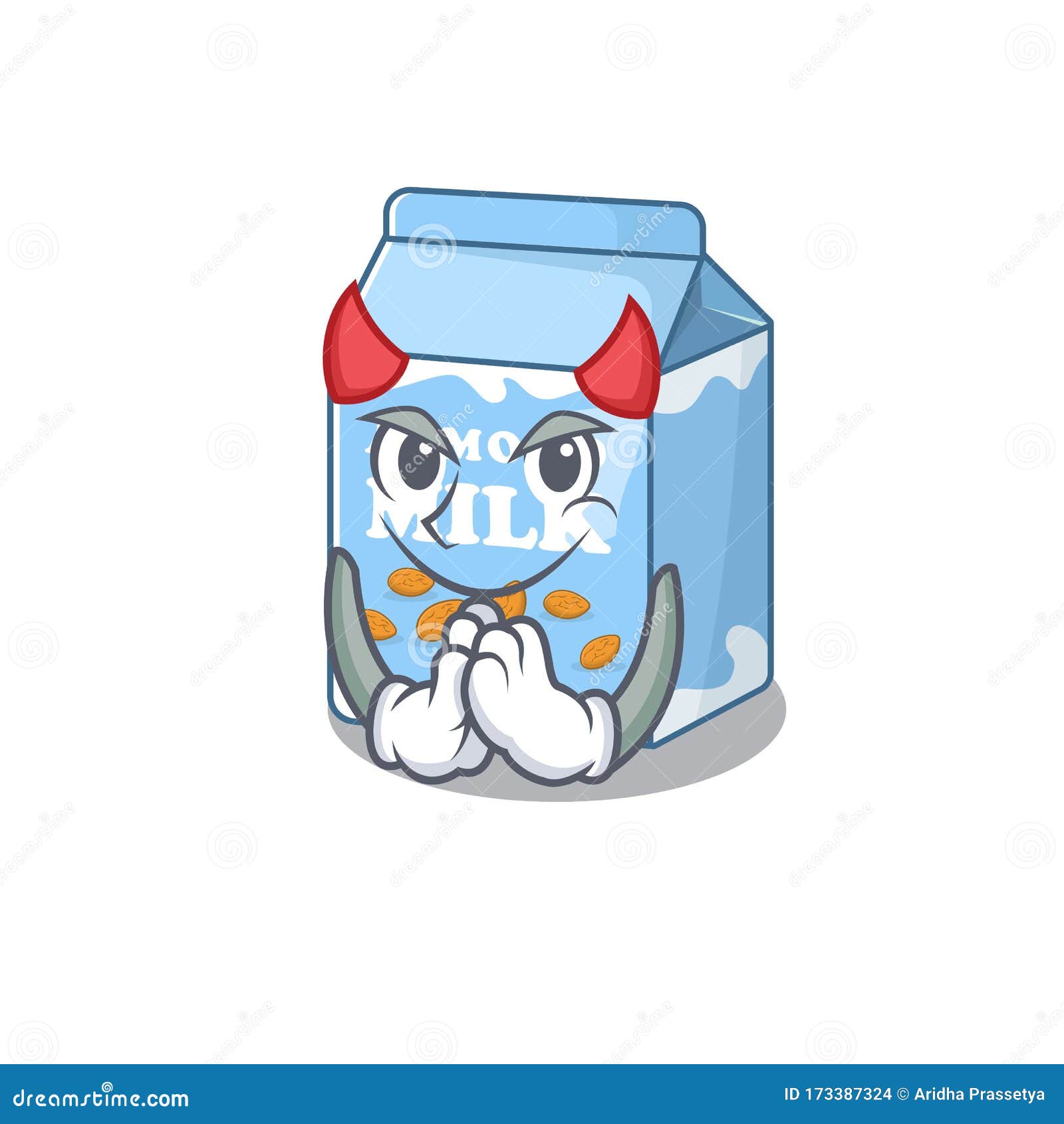 Devil Almond Milk Cartoon in Character Design Stock Vector ...