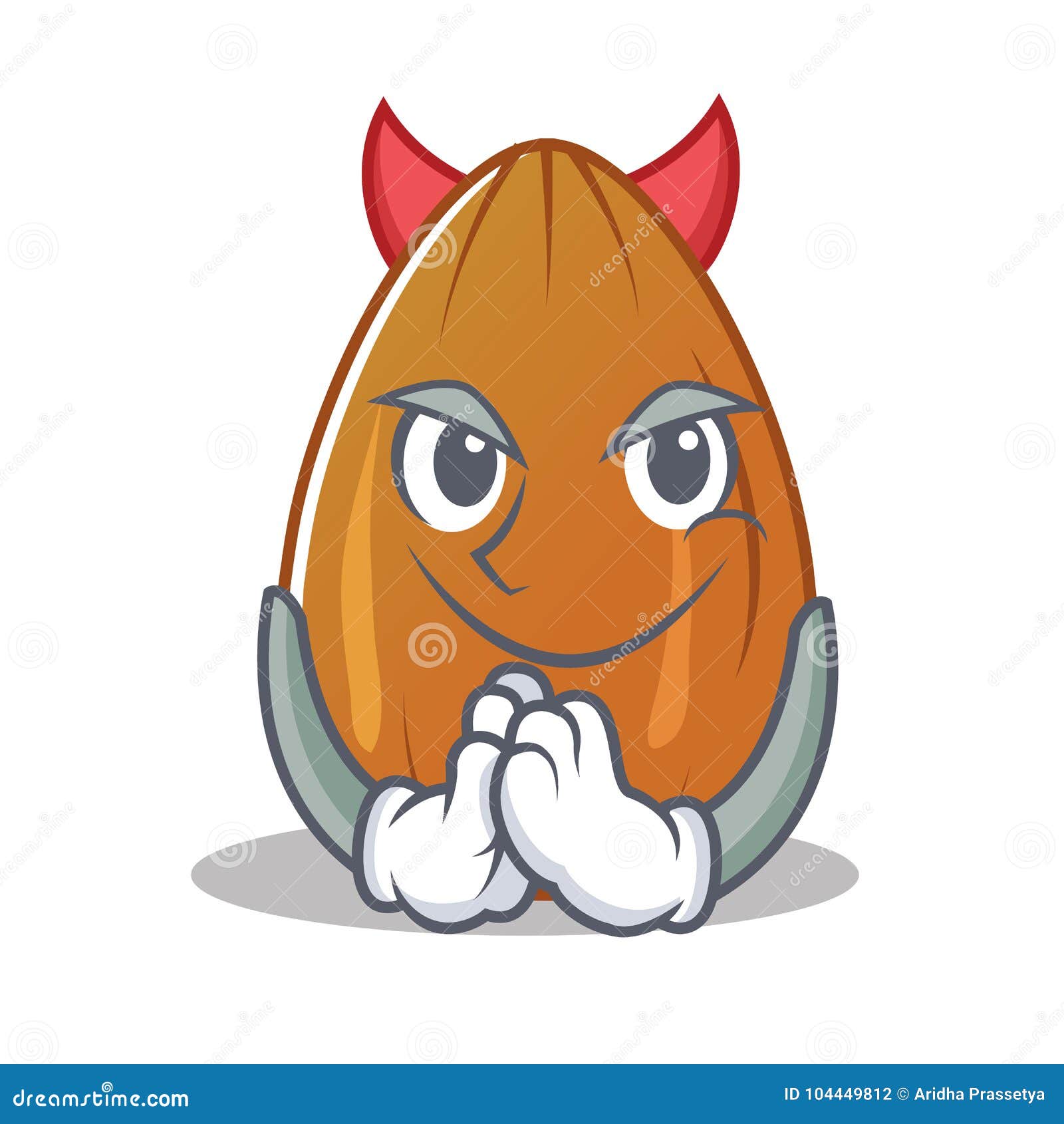 Devil Almond Nut Character Cartoon Stock Vector - Illustration of ...