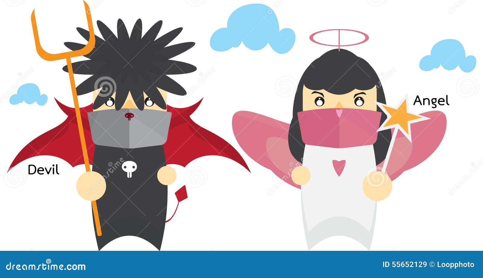 Devil and angel stock vector. Illustration of evil, wing - 55652129