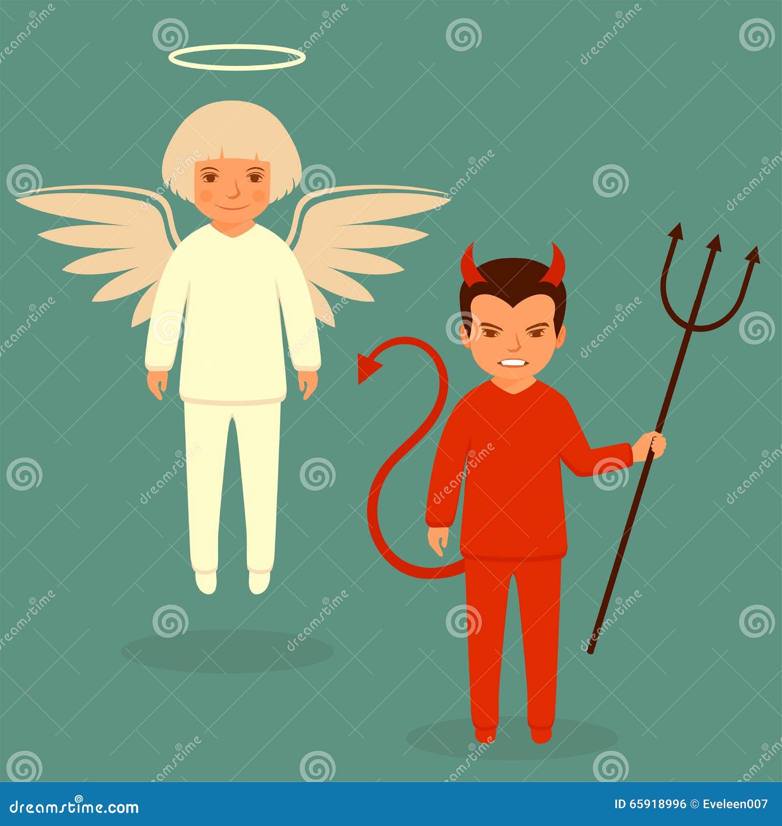 Devil and angel, stock vector. Illustration of cute, angel - 65918996