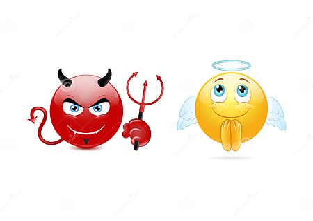 Devil and angel emoticon stock illustration. Illustration of color ...