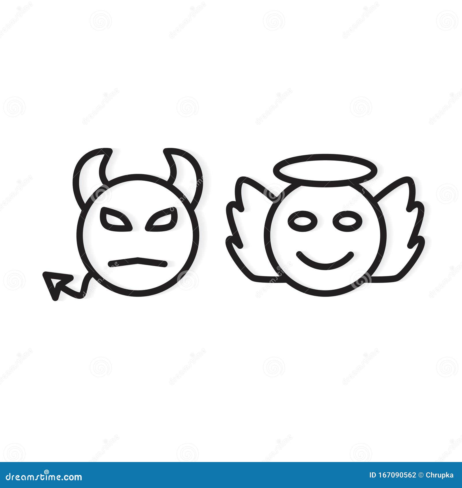 Devil and angel icon stock vector. Illustration of flat - 167090562