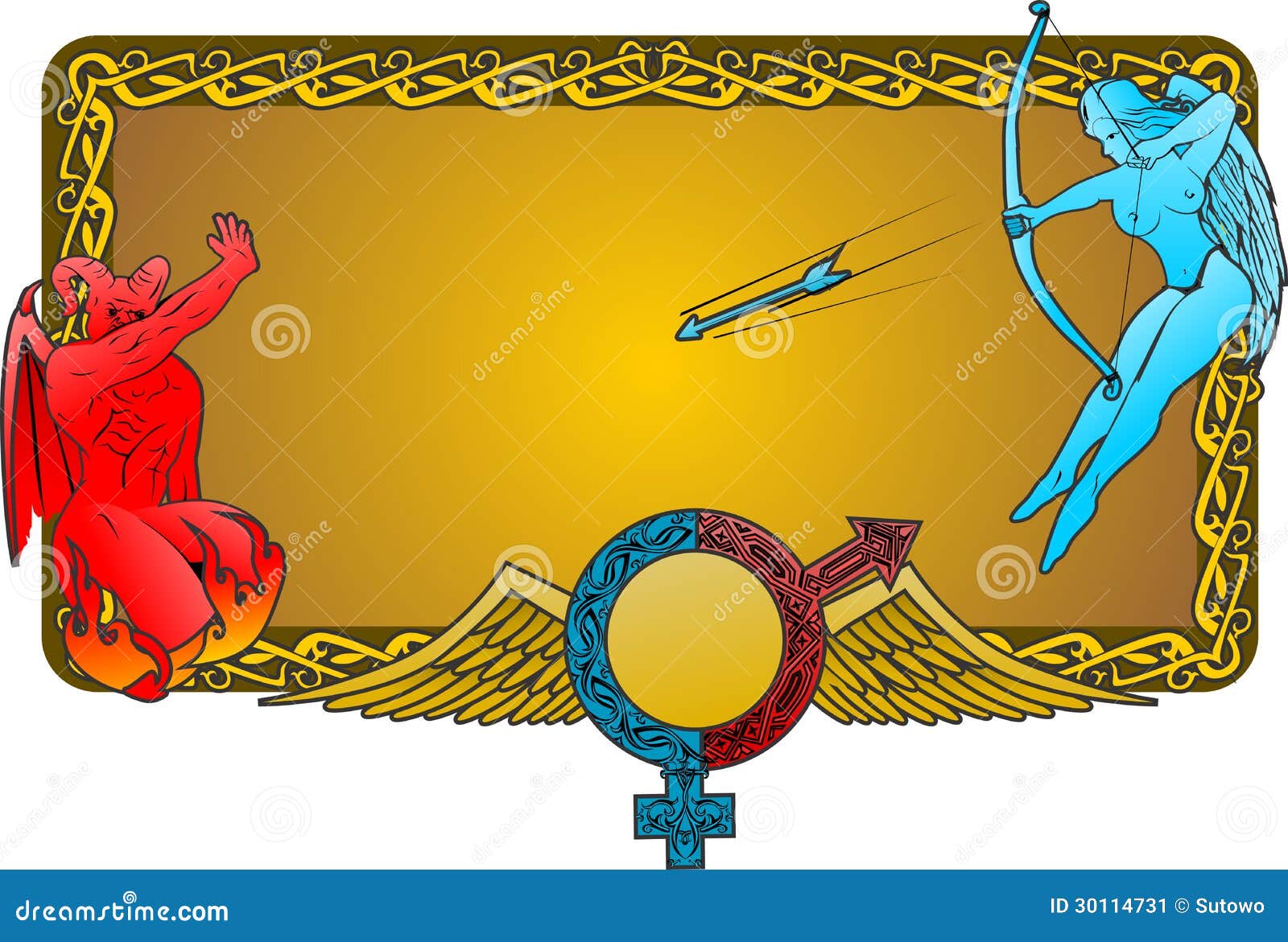Devil and angels fight stock illustration. Illustration of circle ...
