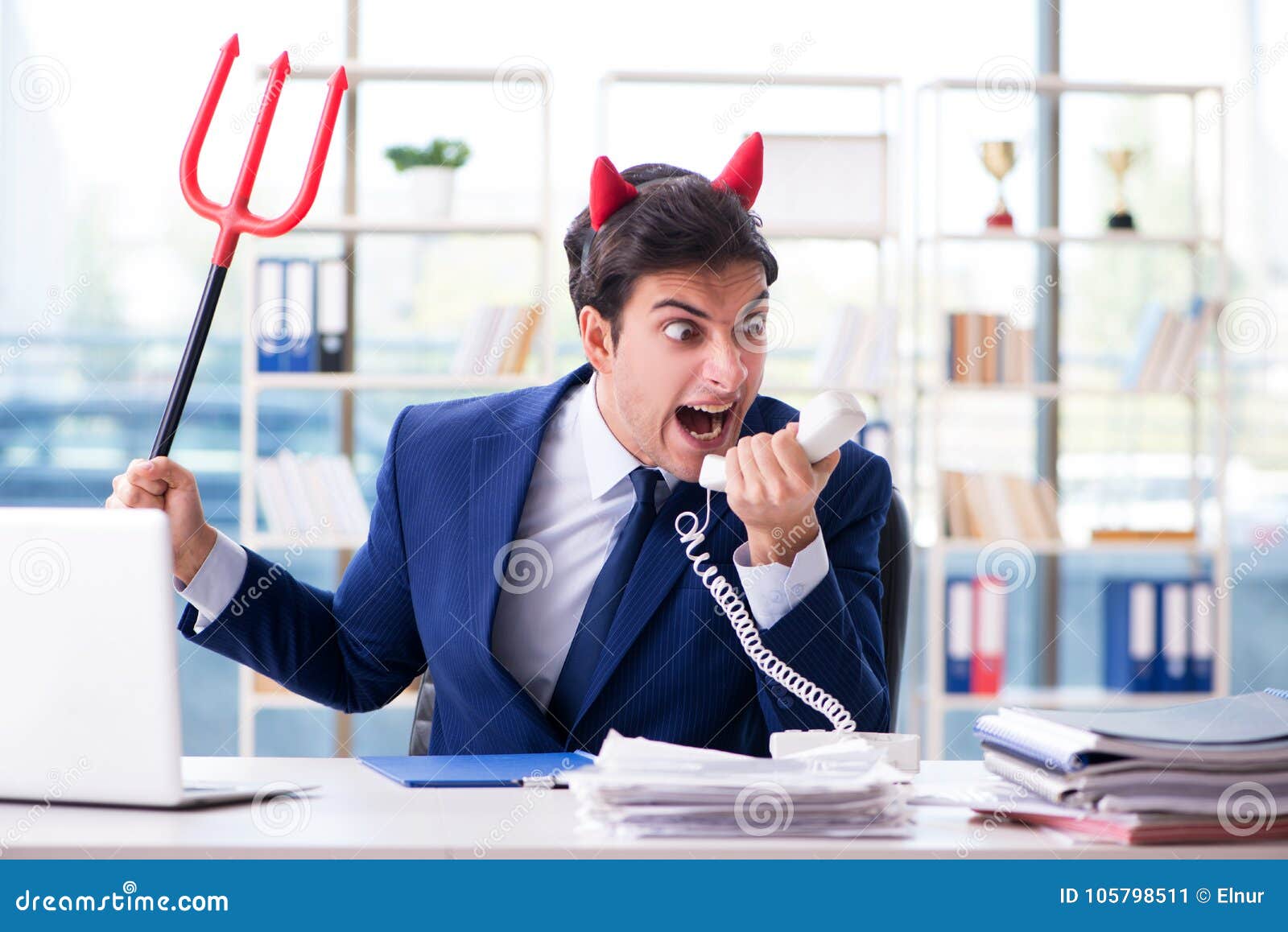 The Devil Angry Businessman in the Office Stock Image - Image of ...