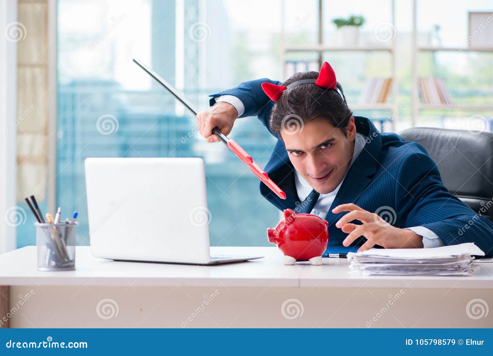 The Devil Angry Businessman in the Office Stock Image - Image of ...