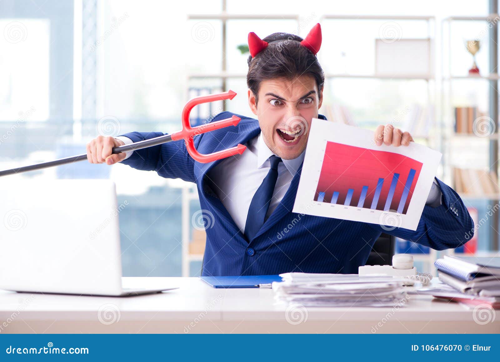 The Devil Angry Businessman in the Office Stock Photo - Image of ...