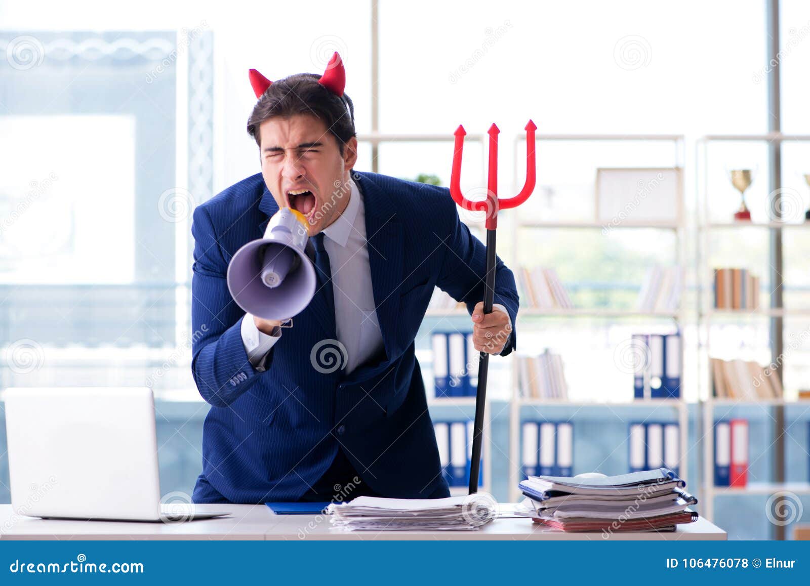 The Devil Angry Businessman in the Office Stock Photo - Image of ...