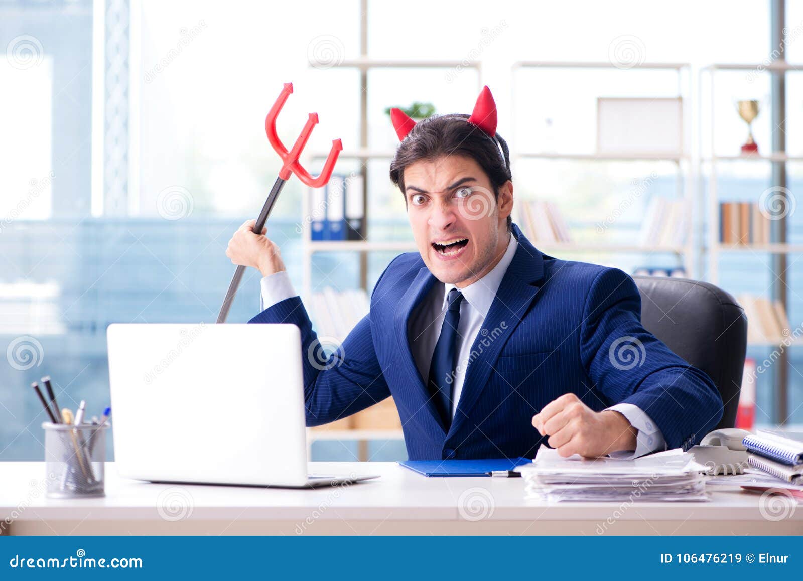 The Devil Angry Businessman in the Office Stock Image - Image of ...