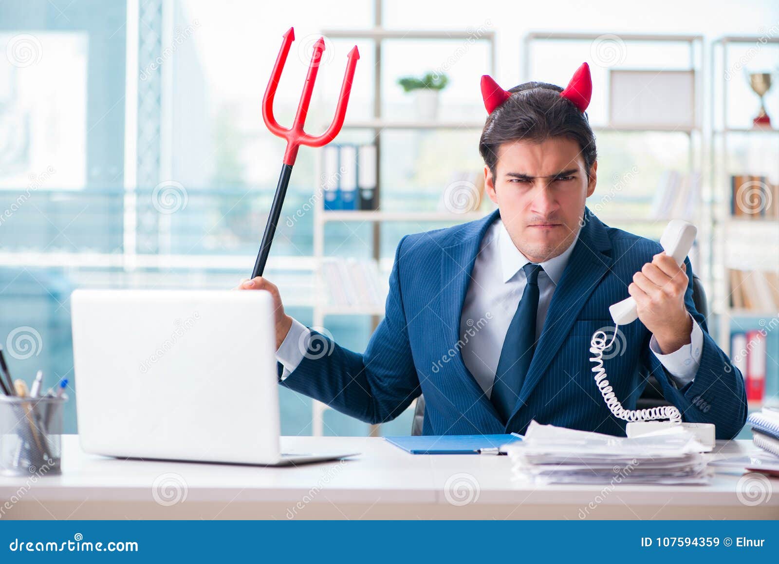 The Devil Angry Businessman in the Office Stock Image - Image of ...