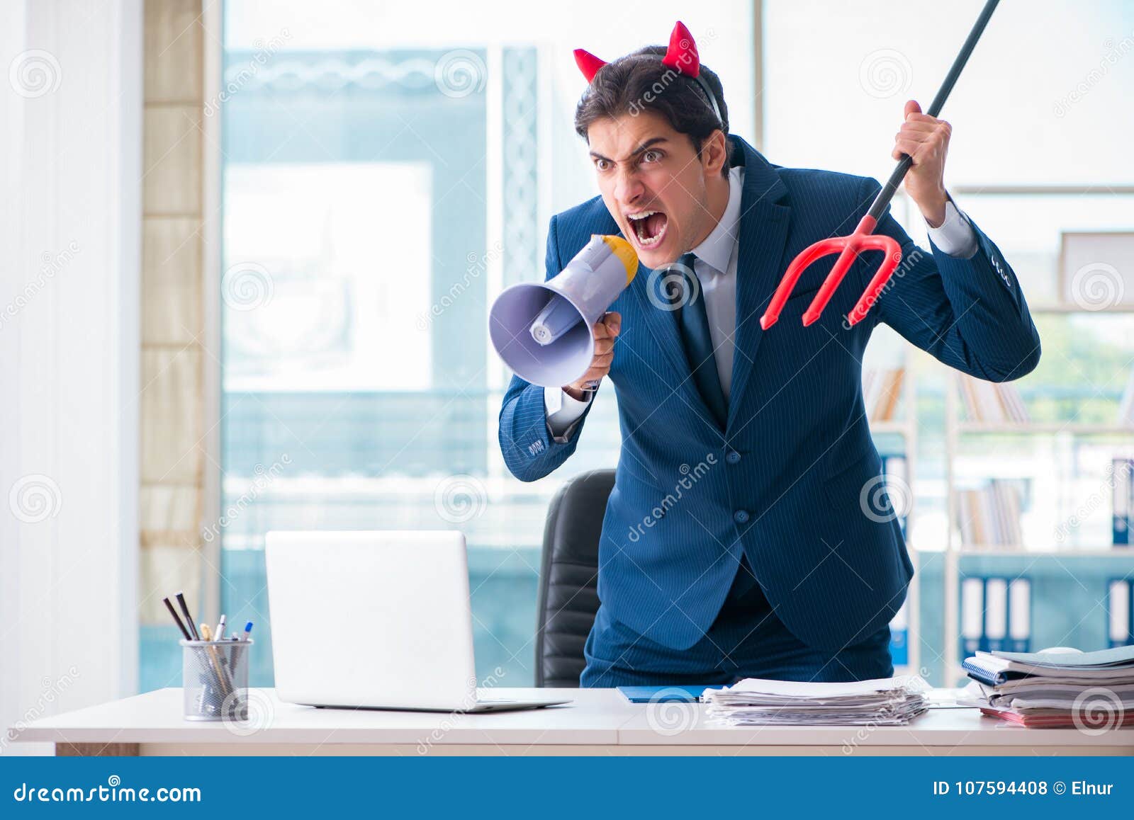 The Devil Angry Businessman in the Office Stock Photo - Image of ...