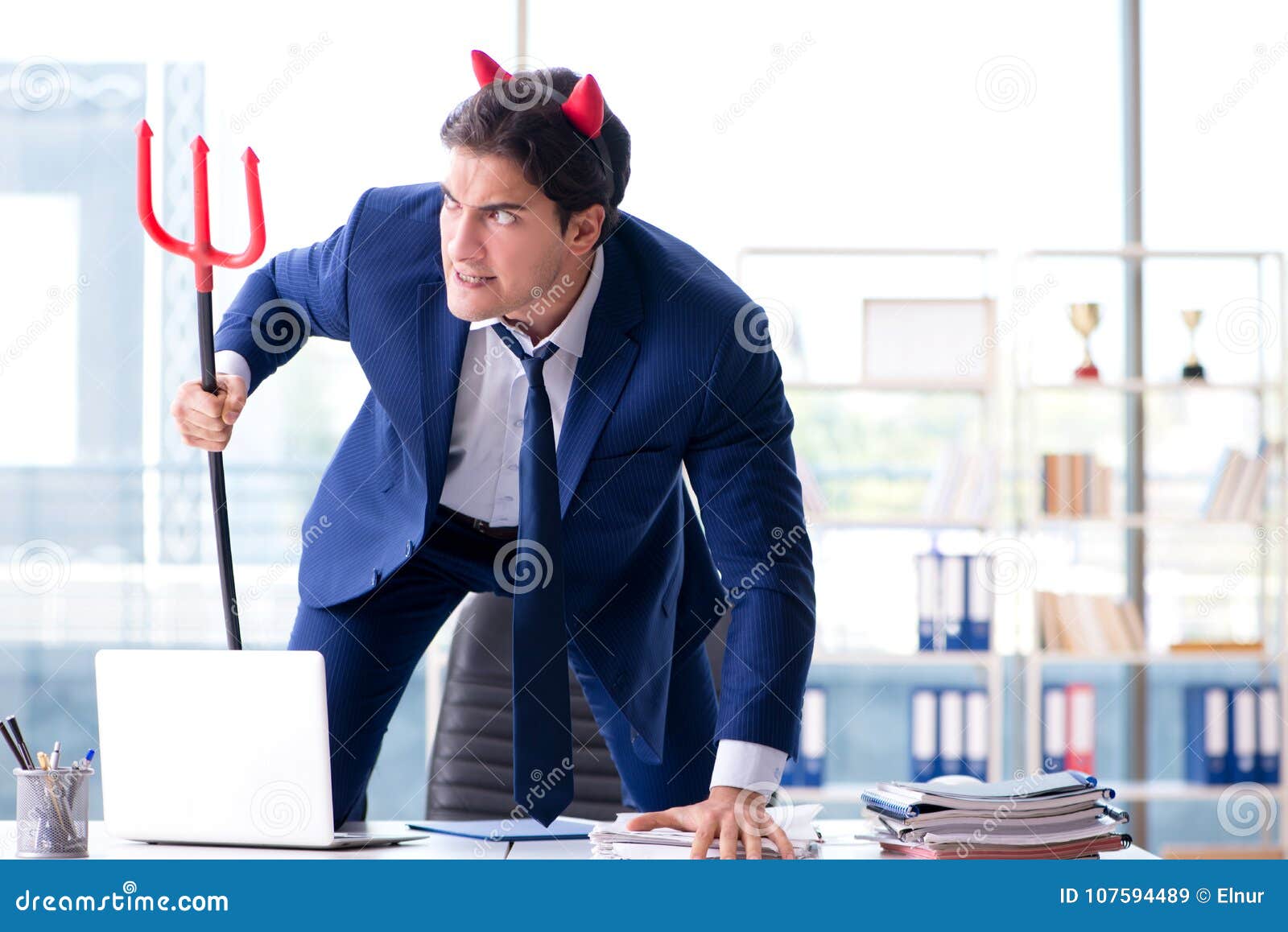 The Devil Angry Businessman in the Office Stock Image - Image of ...