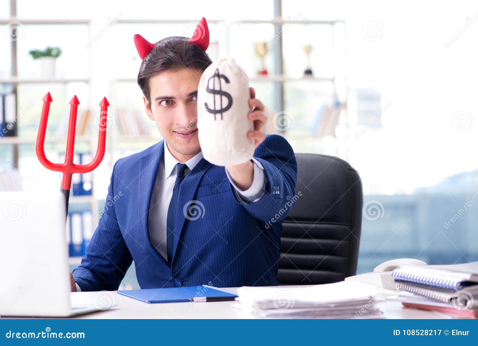 The Devil Angry Businessman in the Office Stock Image - Image of ...