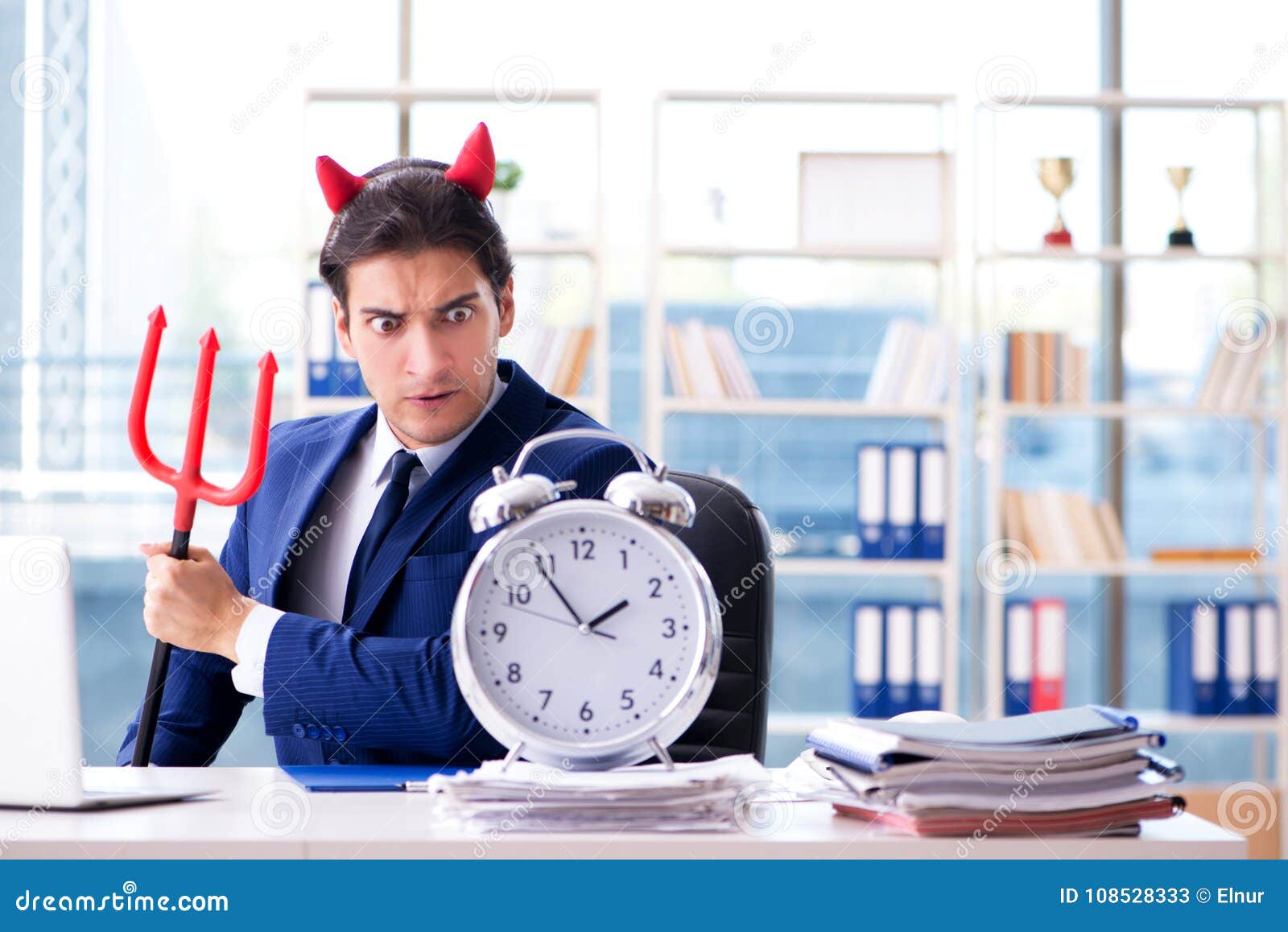 The Devil Angry Businessman in the Office Stock Image - Image of ...