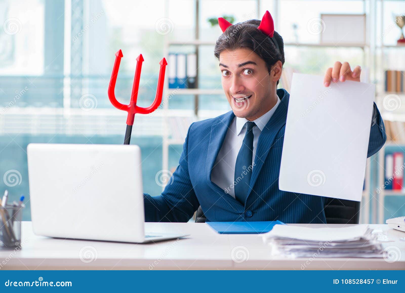 The Devil Angry Businessman in the Office Stock Image - Image of ...