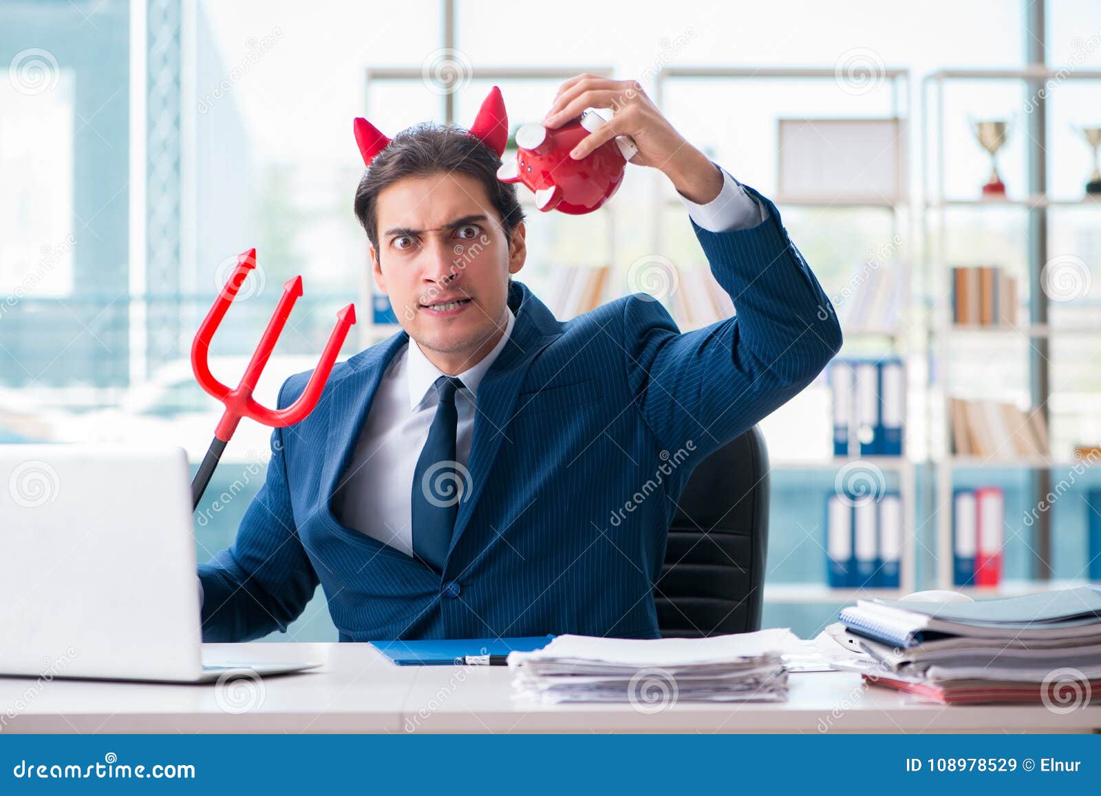 The Devil Angry Businessman in the Office Stock Image - Image of ...