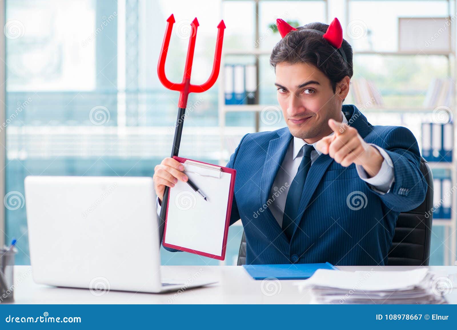 The Devil Angry Businessman in the Office Stock Image - Image of demon ...