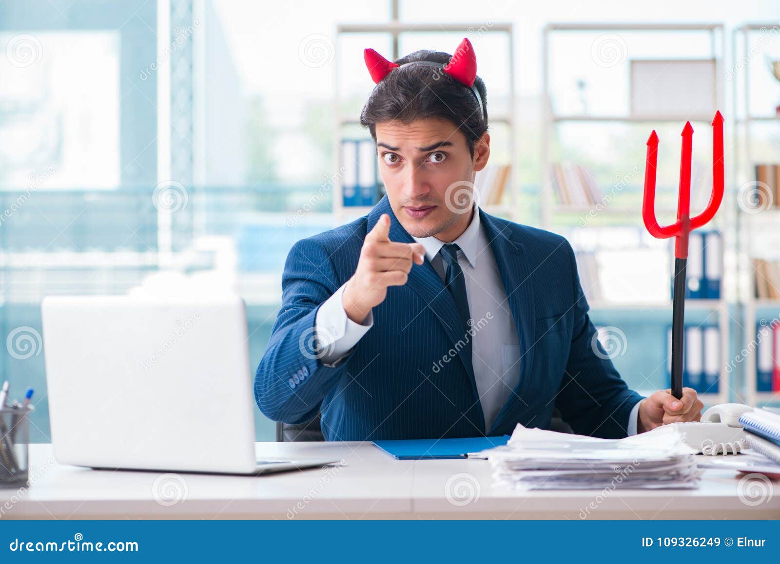 The Devil Angry Businessman in the Office Stock Image - Image of demon ...