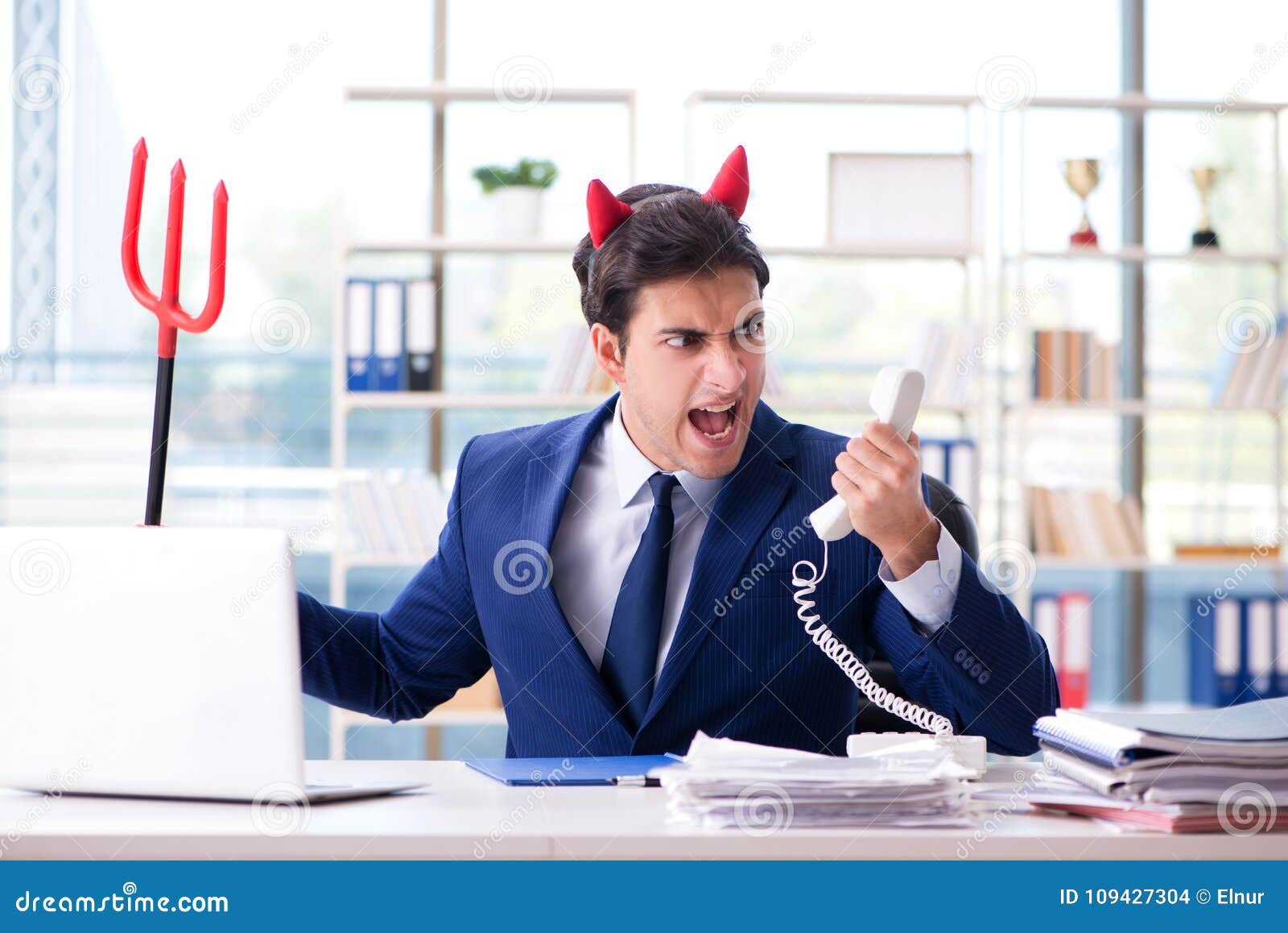 The Devil Angry Businessman in the Office Stock Photo - Image of devil ...
