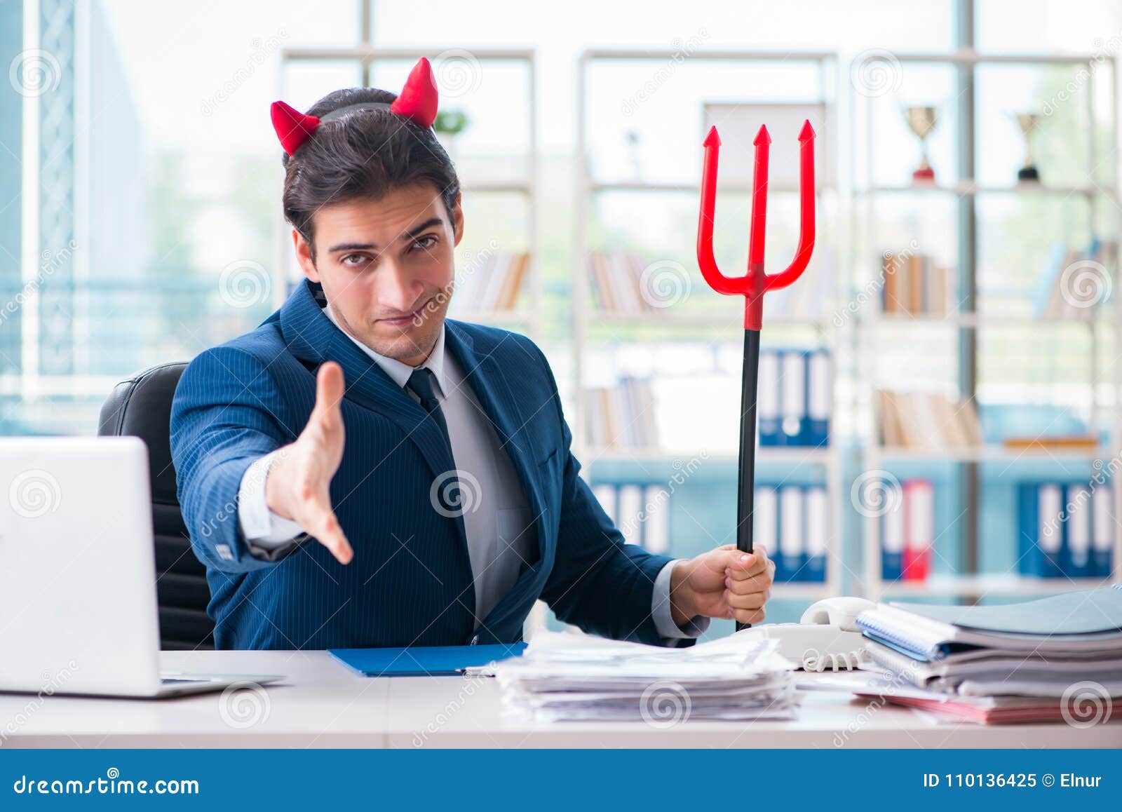 The Devil Angry Businessman in the Office Stock Image - Image of angel ...