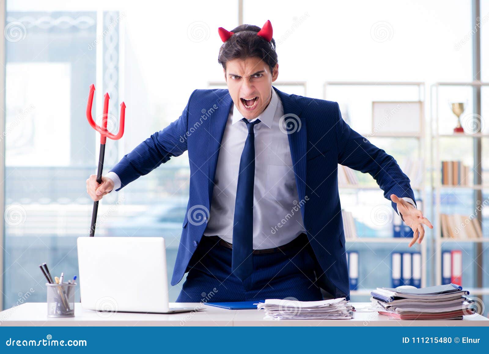 The Devil Angry Businessman in the Office Stock Photo - Image of ...