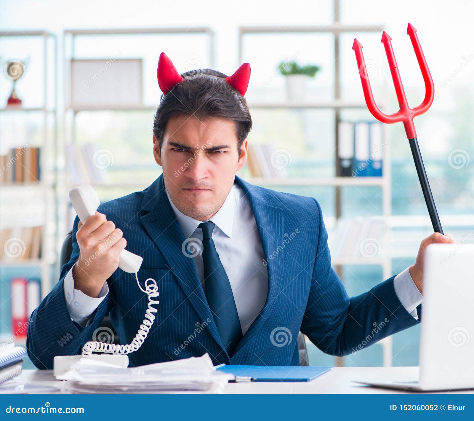 Devil Angry Businessman in the Office Stock Photo - Image of employer ...