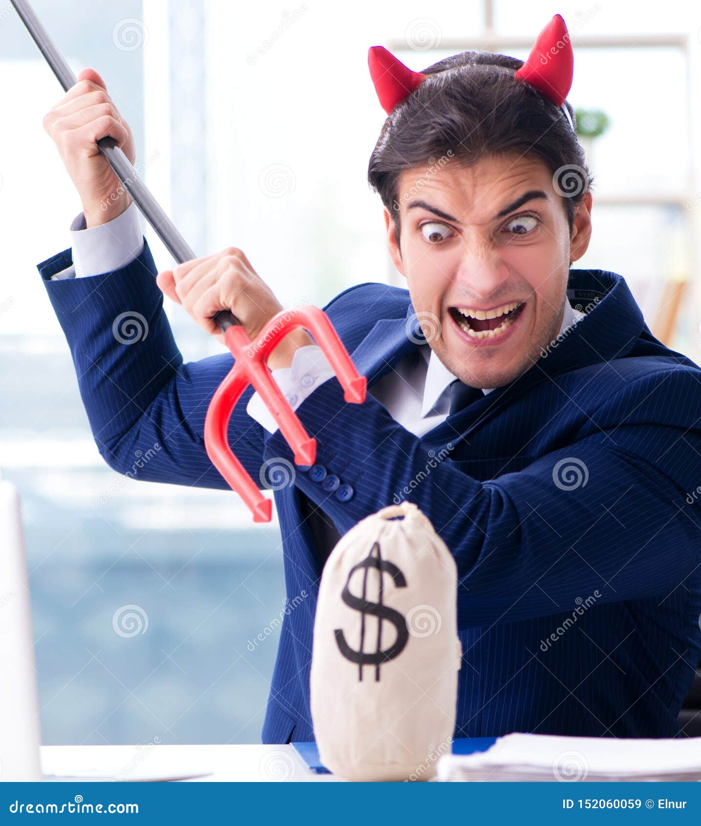 Devil Angry Businessman in the Office Stock Image - Image of concept ...