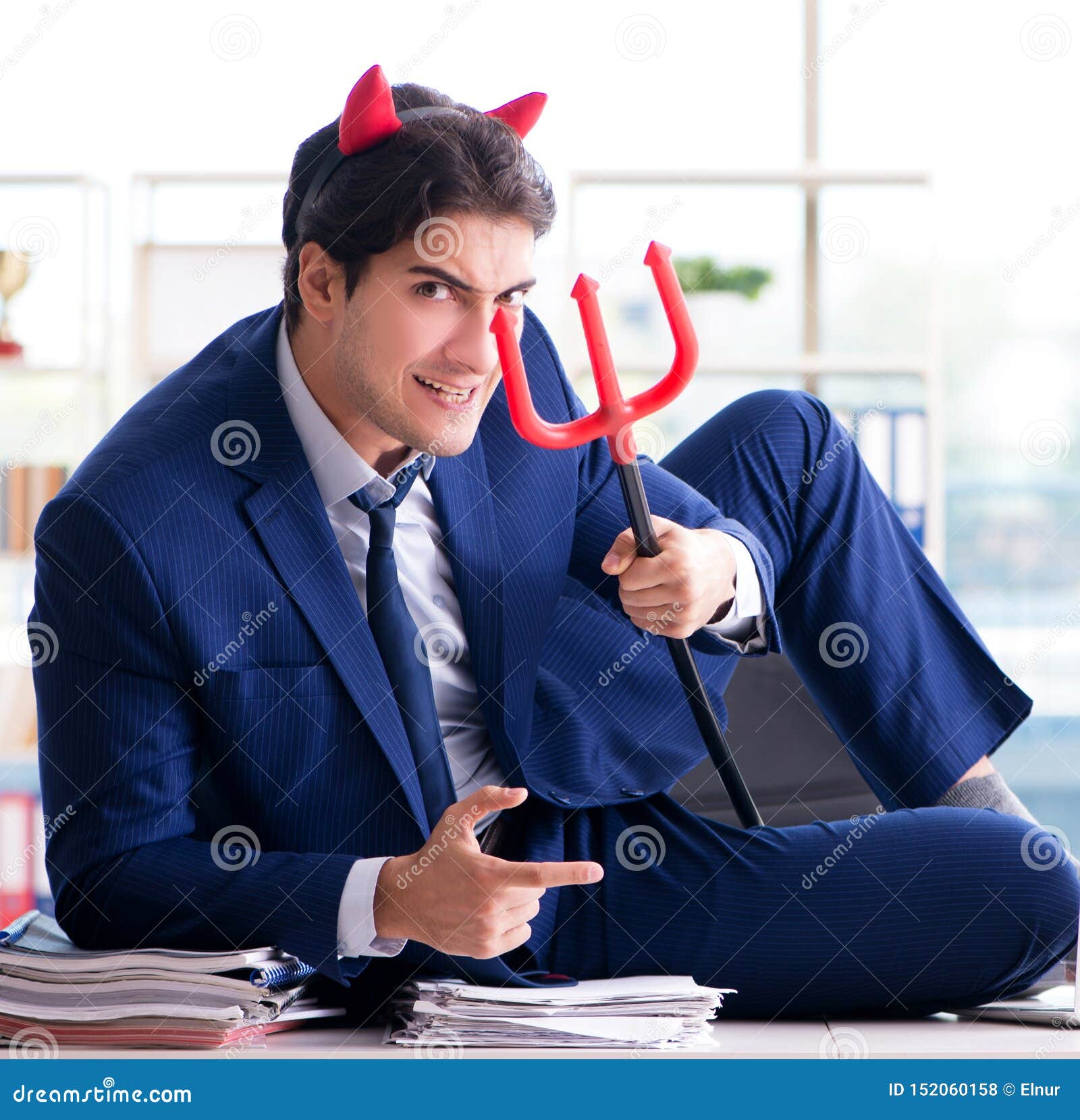 Devil Angry Businessman in the Office Stock Photo - Image of male ...