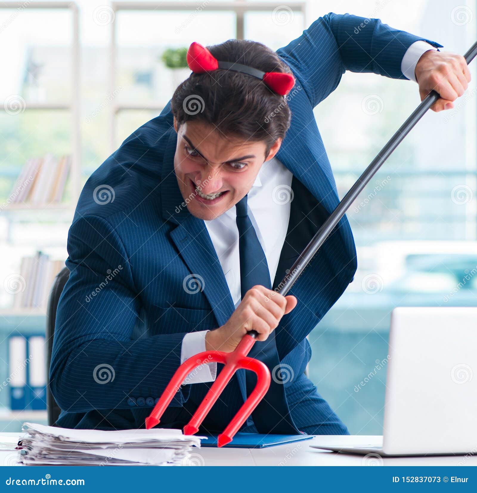 Devil Angry Businessman in the Office Stock Image - Image of executive ...
