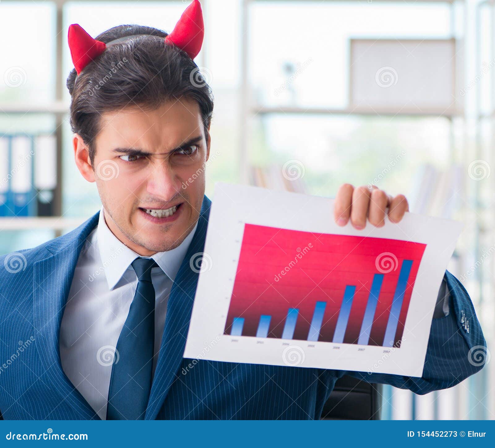 Devil Angry Businessman in the Office Stock Image - Image of graph ...