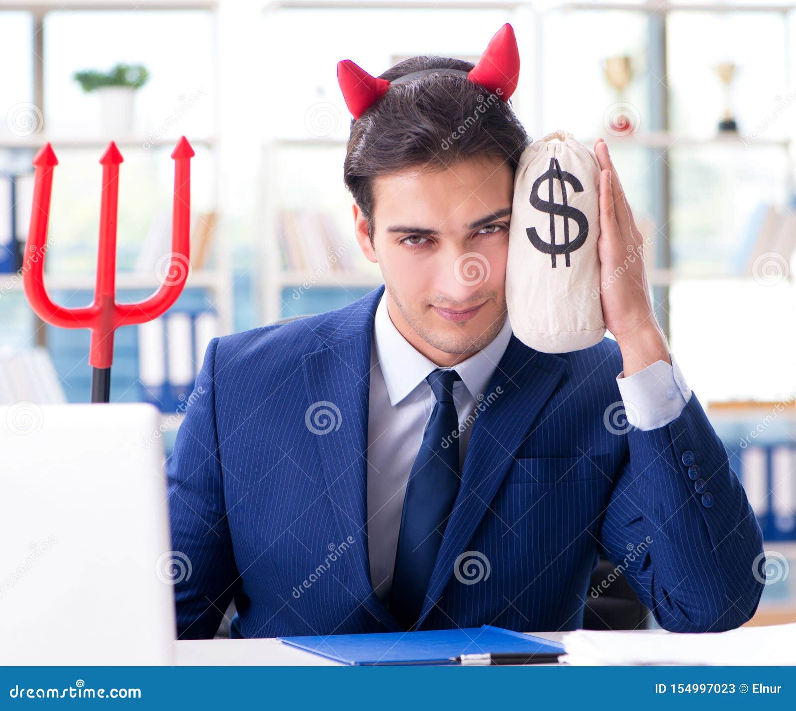Devil Angry Businessman in the Office Stock Image - Image of angry ...